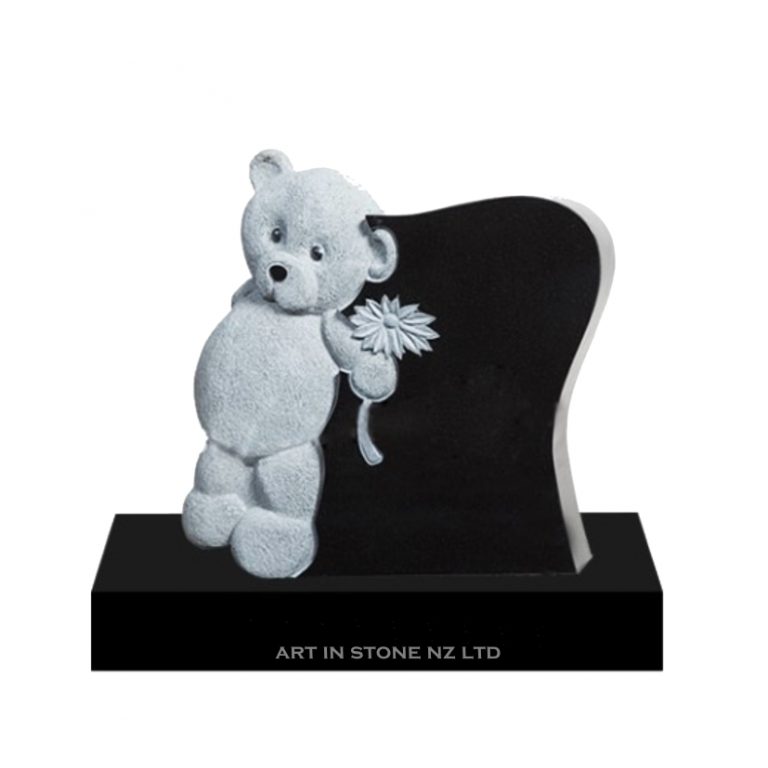 Black Granite Teddy Bear Headstone Ais 10426 Artinstone